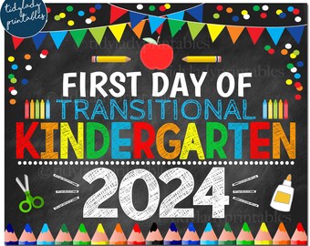 Editable First Day of Kindergarten 2024, Back to School Chalkboard Sign ...