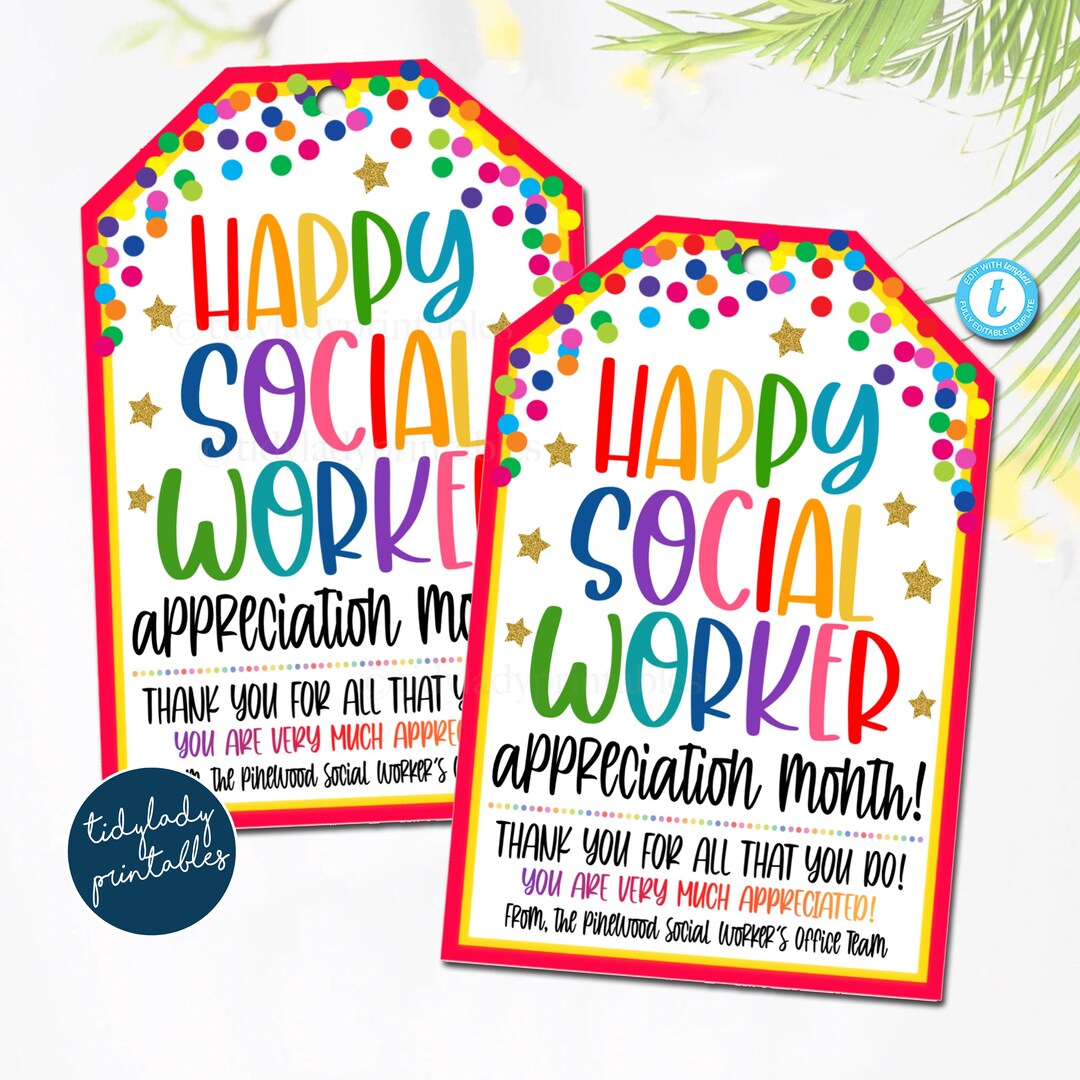 Social Worker Appreciation Month Gift Tags, Social Worker Thank You ...