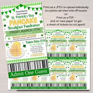 St. Patricks Day Pancake Breakfast Fundraiser Flyer and Ticket Set ...