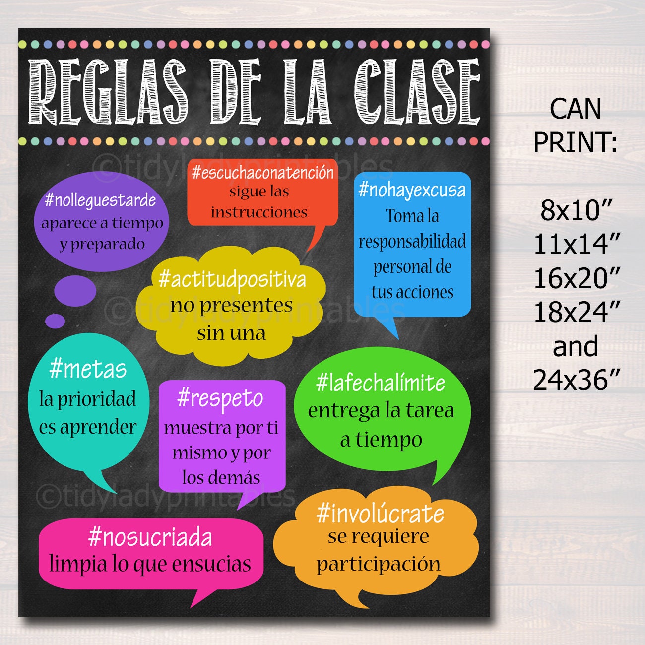 Spanish Classroom Rules Poster: Reglas De La Clase (digital Download ...