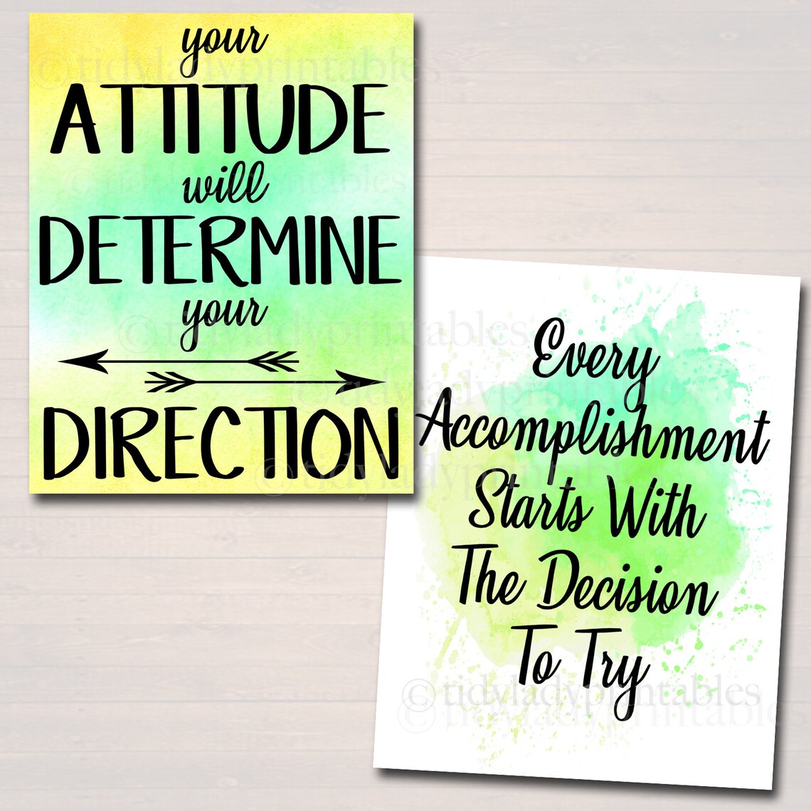 Inspirational Watercolor Posters: Green Classroom Decor (set of 12 ...