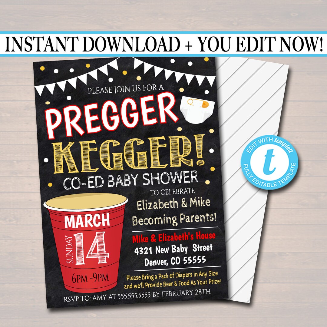 Editable Pregger Kegger Baby Shower Invitation (digital Download) - Etsy