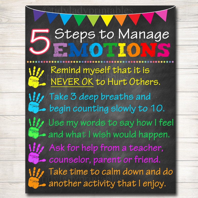 Manage Emotions Poster: School Counselor Office Decor (digital Download ...