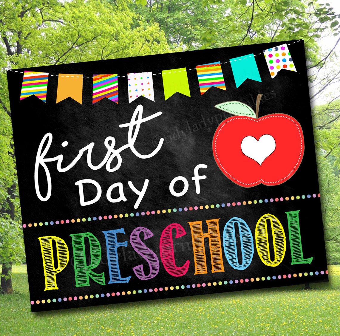 First Day of PreSchool Photo Prop Printable Preschool School | Etsy