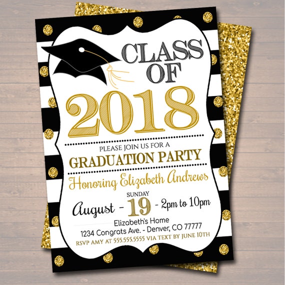 Black Gold 2018 Graduation Party Invitations Graduation Party