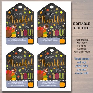 Thanksgiving Gift Tags, Grateful Thankful for You, Holiday Fall Staff ...