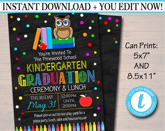 Editable Graduation Invitation Printable Kindergarten Preschool Pre K ...