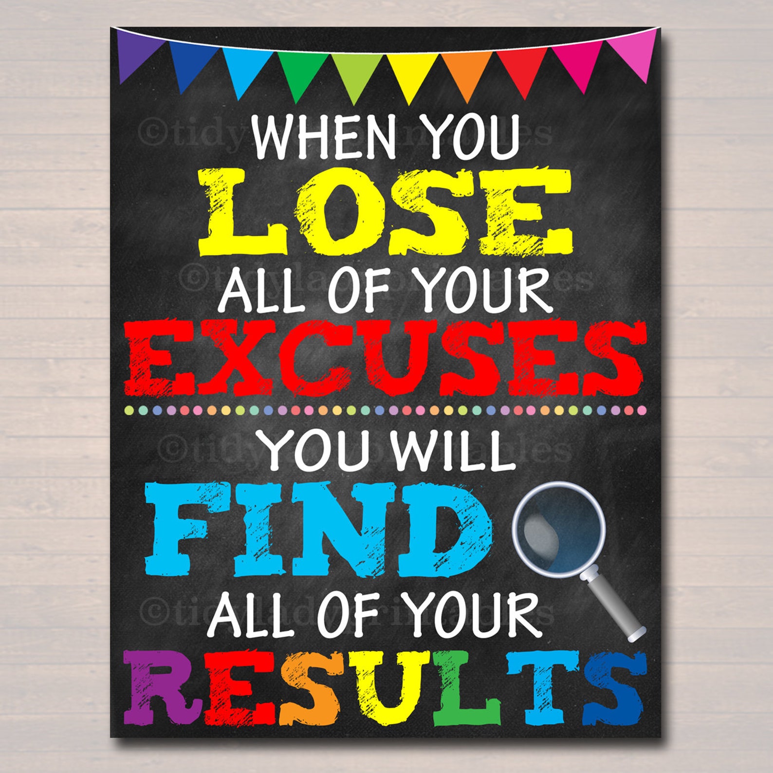 Motivational Classroom Poster: Lose Excuses Find Results (digital ...