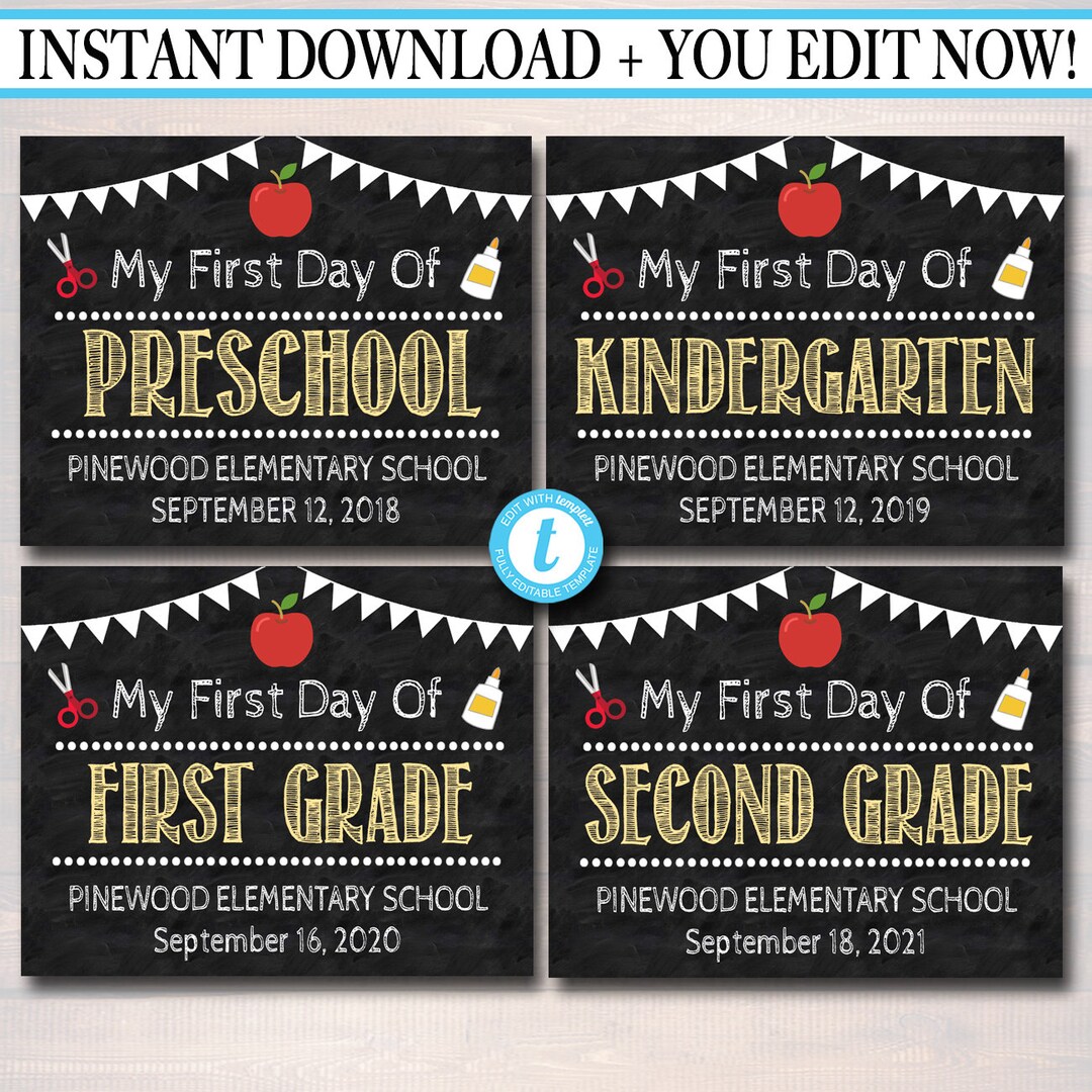 EDITABLE Template Back to School Set, First Day Last Day School Photo ...