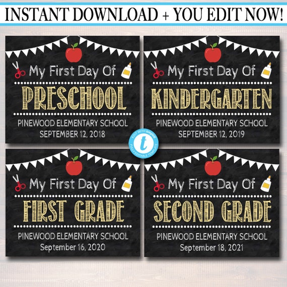 EDITABLE Template Back To School Set, First Day Last Day School Photo ...