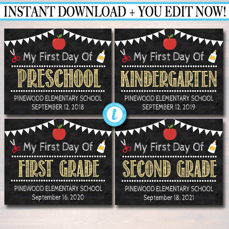 EDITABLE Template Back to School Set First Day Last Day | Etsy