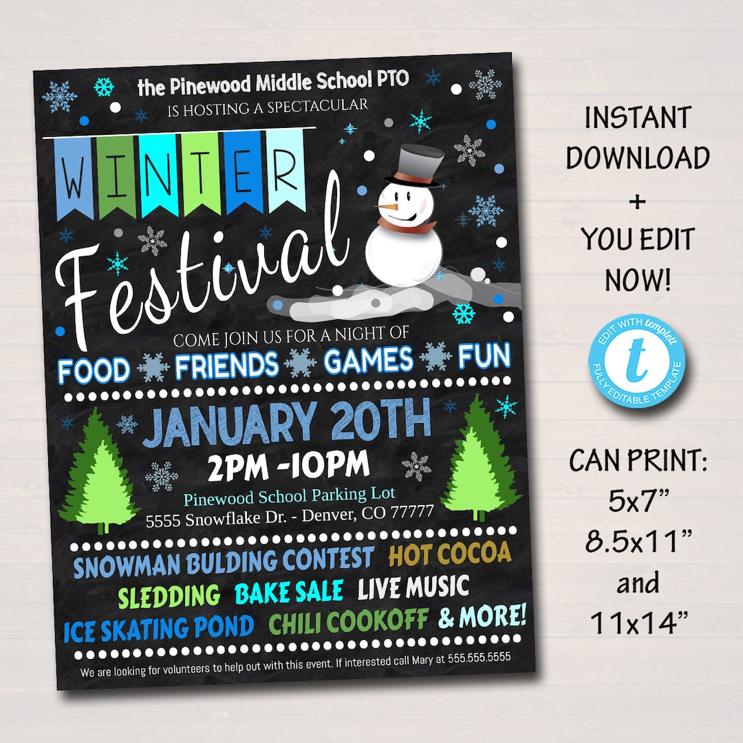 EDITABLE Winter Festival Holiday Flyer/poster Printable Christmas ...