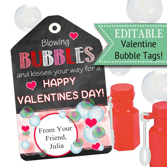 EDITABLE Valentine's Day Tags, INSTANT DOWNLOAD, Printable Kids Non ...
