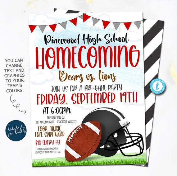 Homecoming Football Party Invite, Touchdowns Kick Off Party Invitation ...