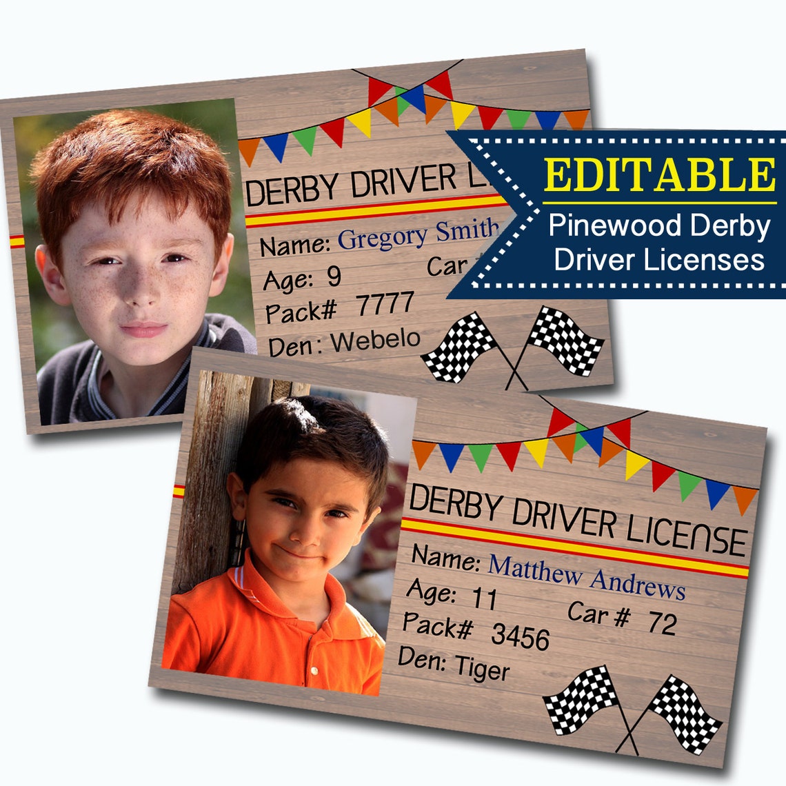 Pinewood Derby License Template