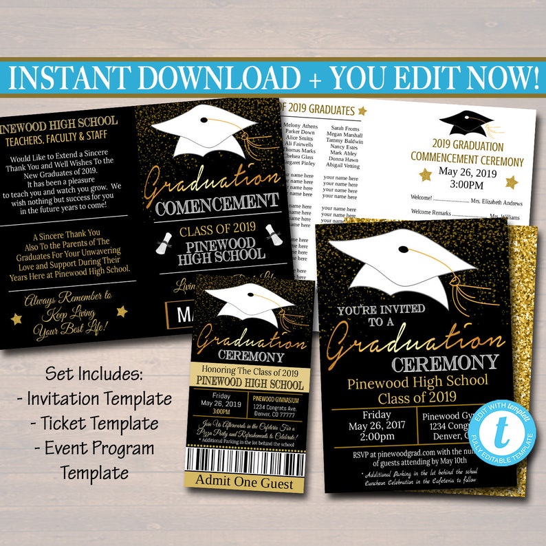 Graduation Announcement Party Invitation High School Graduation Program Graduation Announcement Party Invitation High School Graduation Program