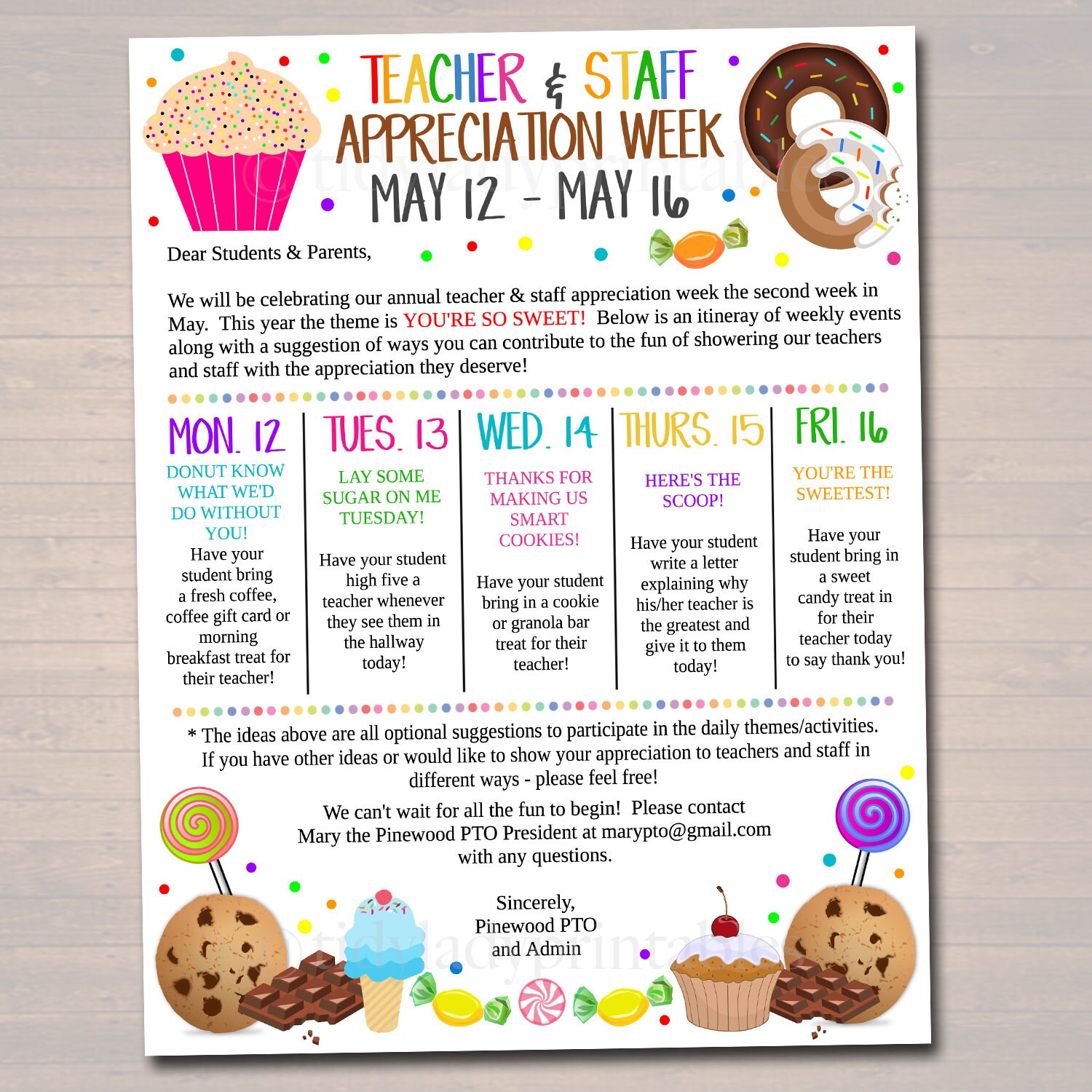 Editable Sweet Candy Teacher Appreciation Newsletter (digital Download ...