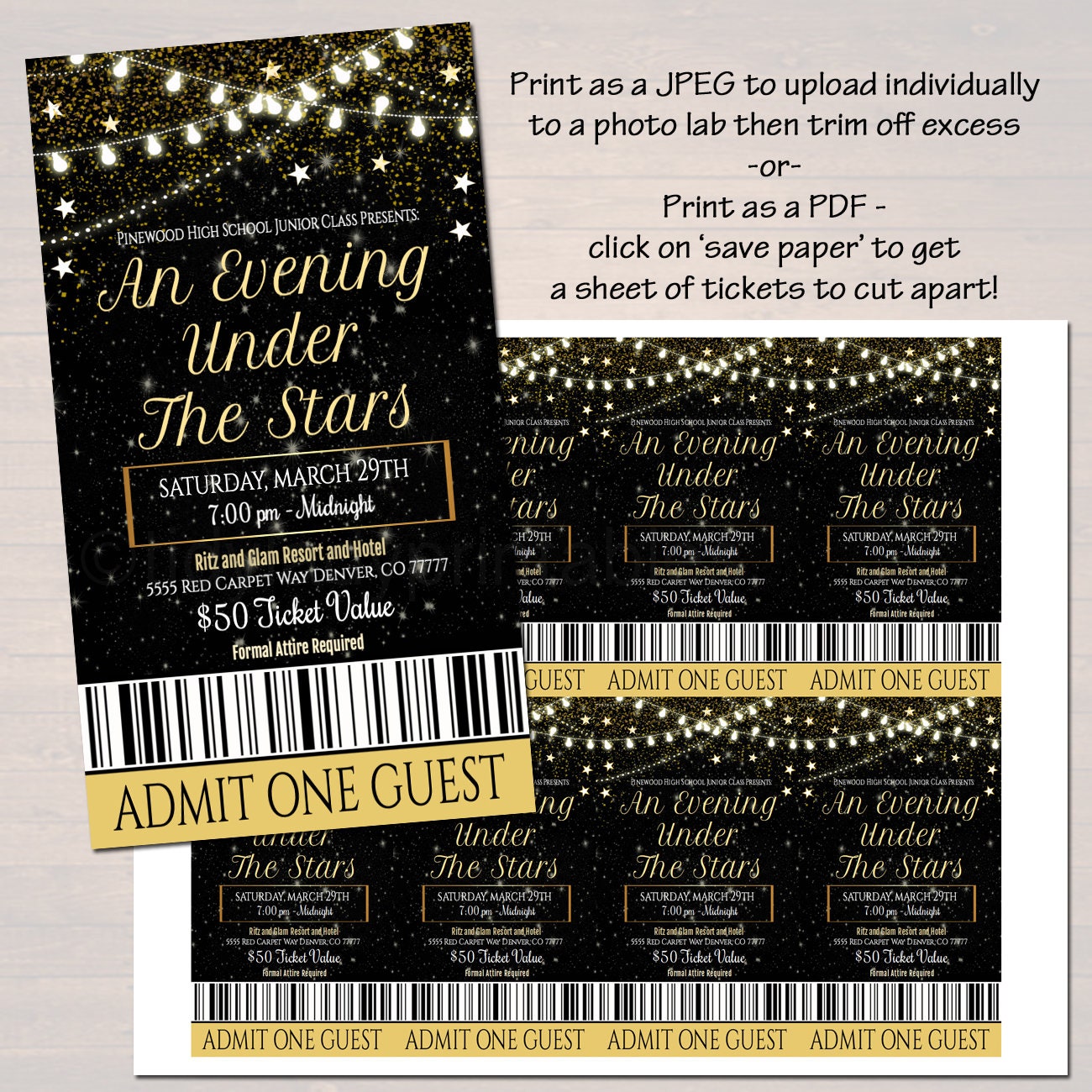 EDITABLE Prom Set Dance Flyer Invitation Ticket Starry Night - Etsy Canada