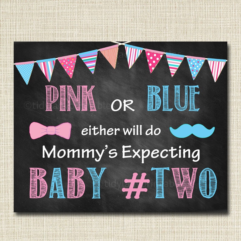 Second Child Pregnancy Announcement Pink or Blue Printable - Etsy