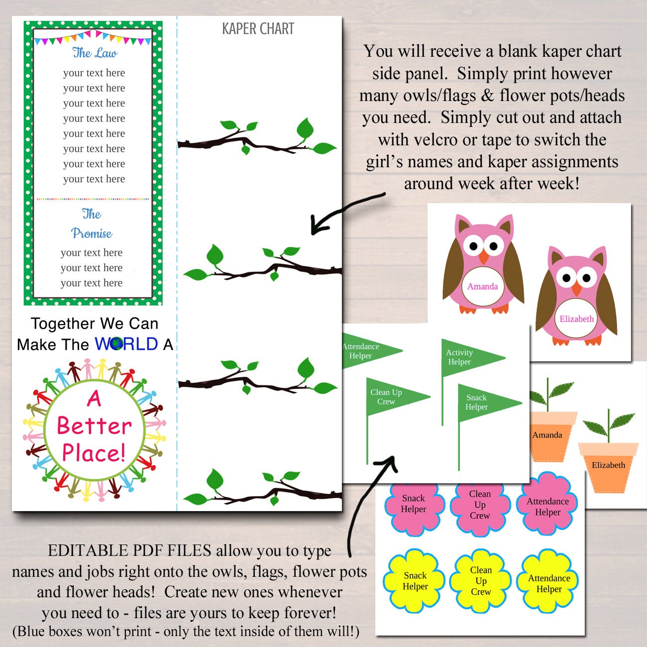 Multi Level Troop Kaper Chart & Meeting Board INSTANT + EDITABLE ...