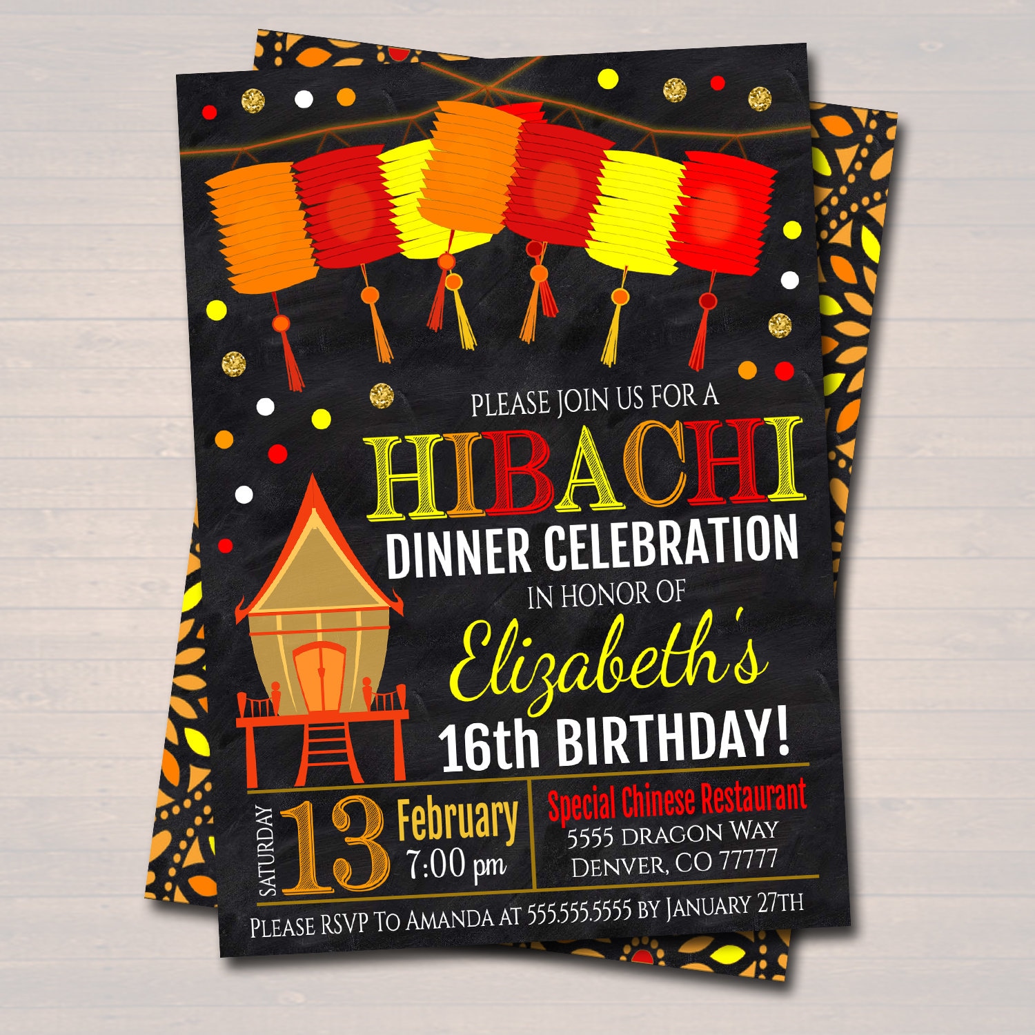 EDITABLE Hibachi Dinner Party Invitation Party Invite - Etsy