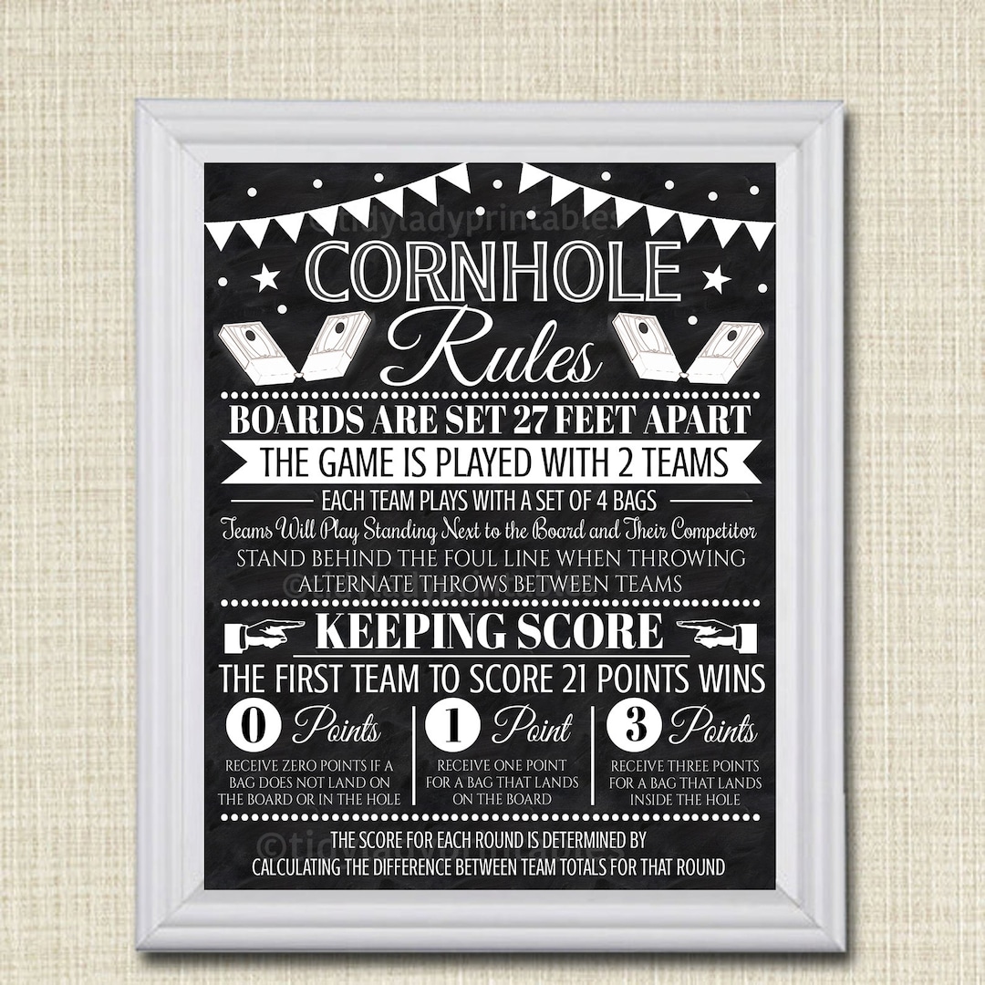 Cornhole Rules Sign: Bag Toss Tournament, Family Outdoor Games ...