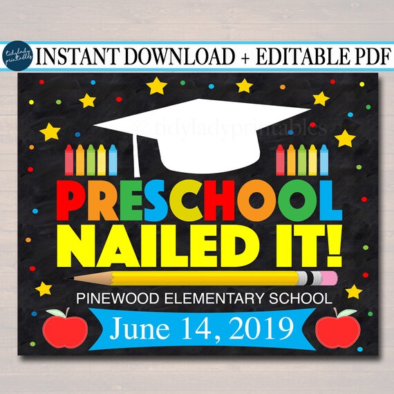 EDITABLE DATE Preschool Graduation Photo Prop, Last Day End of School ...
