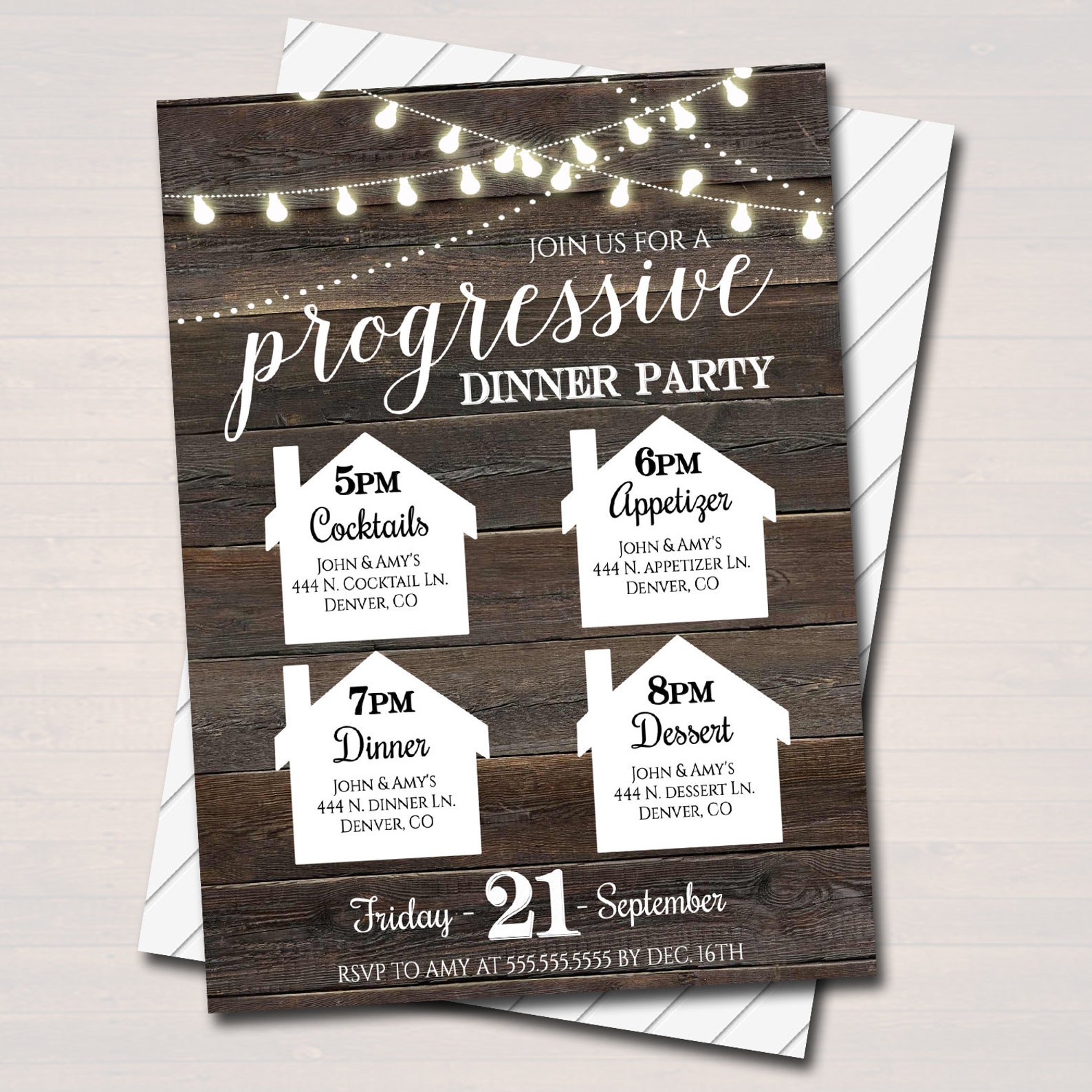 Editable Progressive Dinner Party Invitation Neighborhood - Etsy