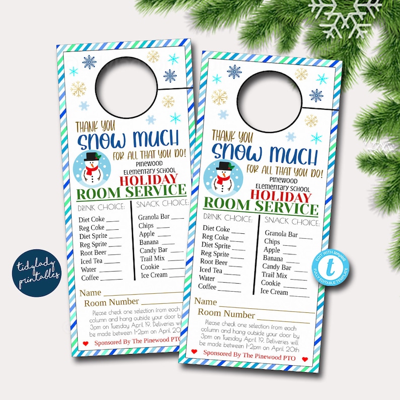 Holiday Room Service Door Hanger INSTANT DOWNLOAD Christmas - Etsy