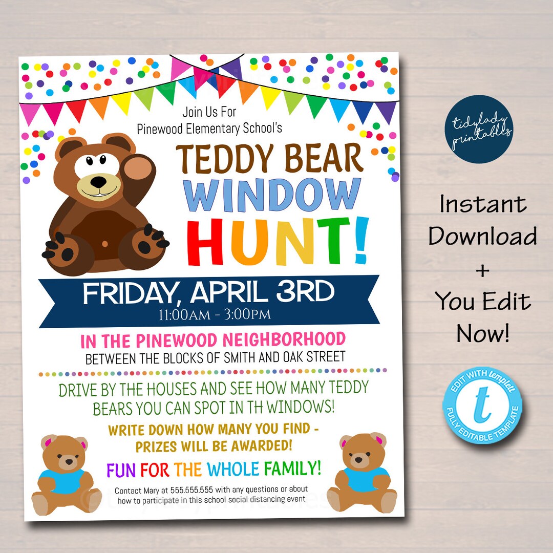 Teddy Bear Window Hunt Flyer, Homeschool Social Connection Event Idea ...