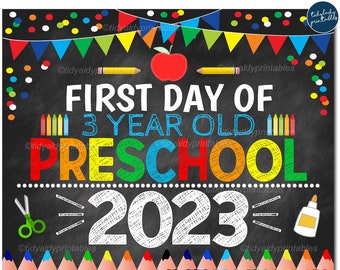 First Day of 3 Year Old Class Sign Printable - Etsy