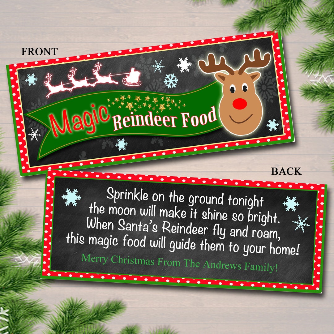 EDITABLE Magic Reindeer Food Bag Toppers, Printable Reindeer Food Tags ...