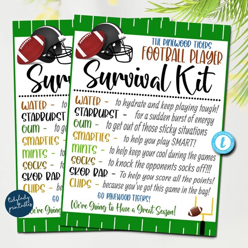 EDITABLE Football Survival Kit Printable Football Player - Etsy