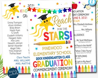 Graduation Ceremony Program Template Kindergarten, Any Grade Elementary ...