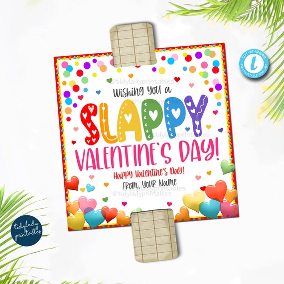 Valentine Slap Bracelet Gift Tags, Printable Classroom Tags, Valentine ...