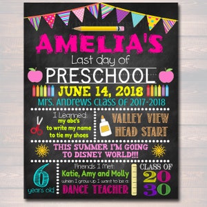 EDITABLE Last Day of School Photo Prop School Chalkboard Poster DIY ...
