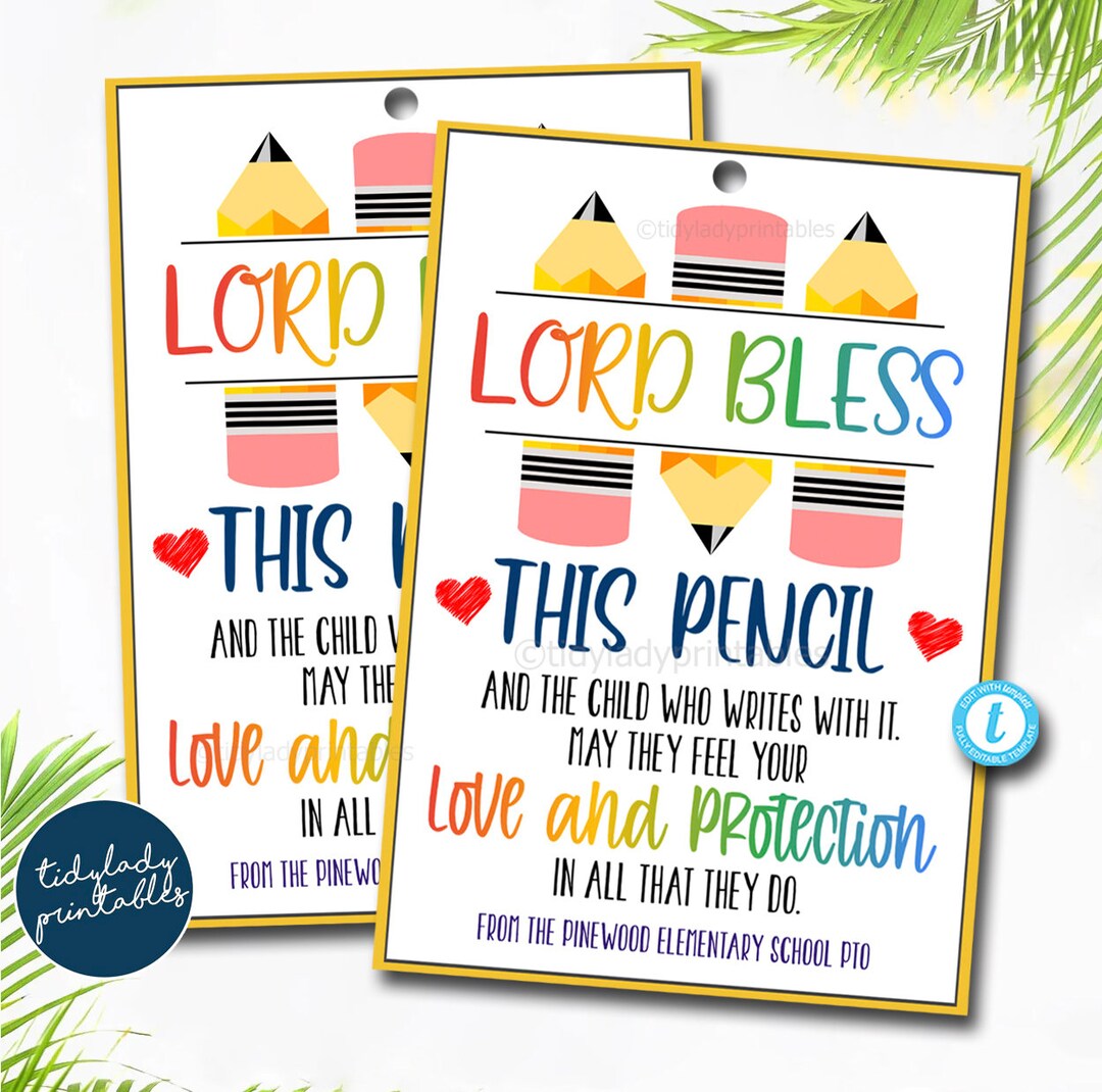 Pencil Blessings Tag, Sunday School Printable, Church Printable ...