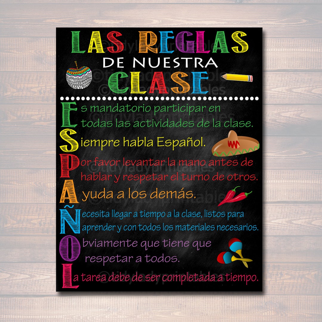 Spanish Classroom Rules Poster: High School Decor (digital Download) - Etsy