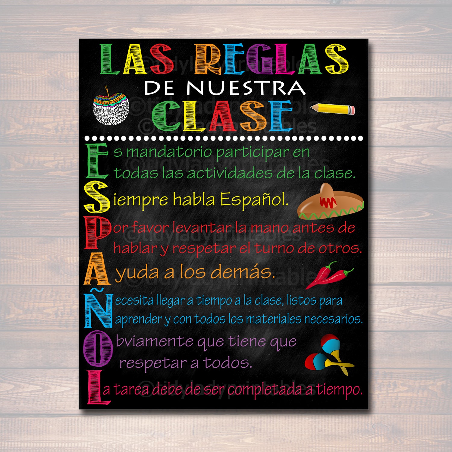 Español Classroom Rules Printable Poster High School Spanish - Etsy México