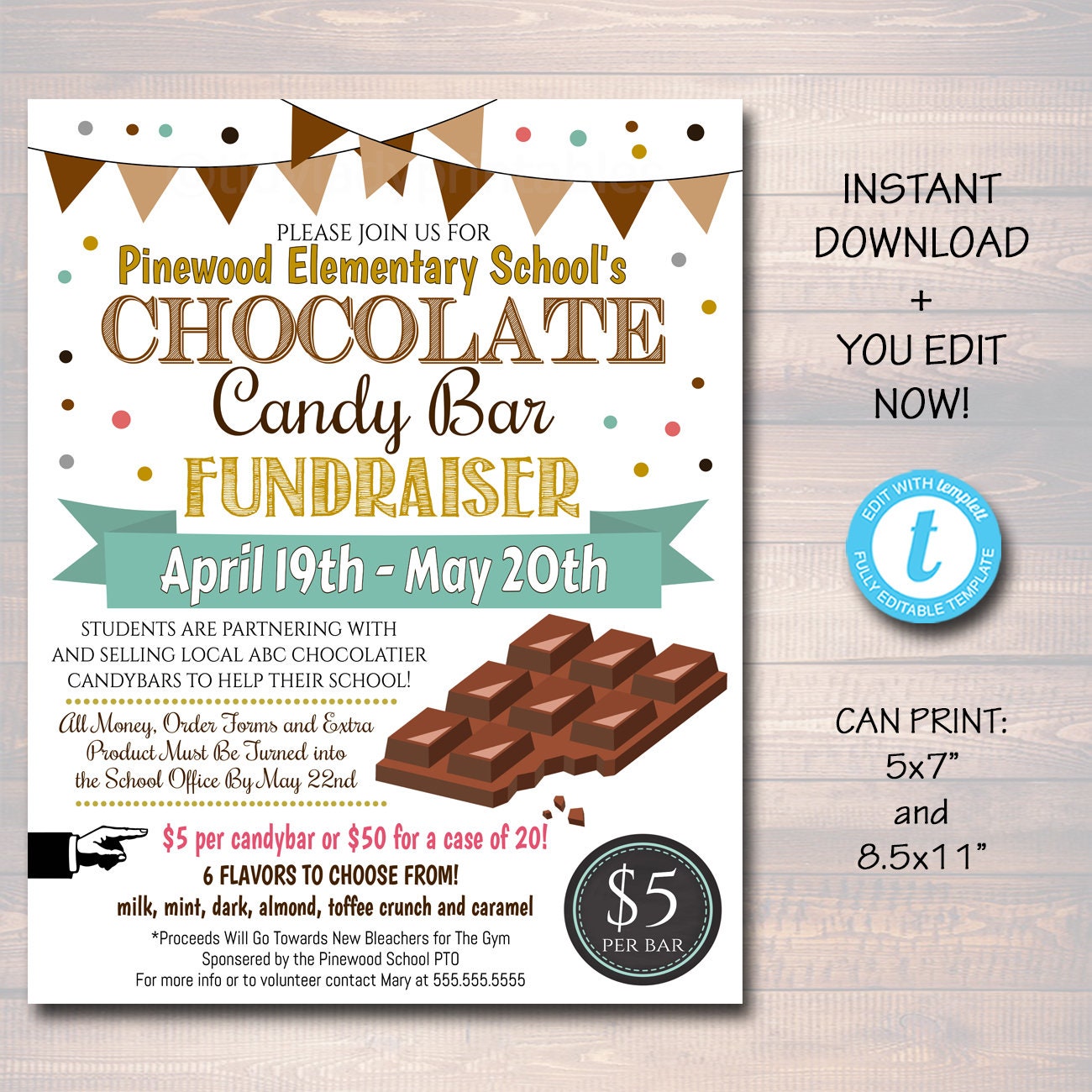 EDITABLE Chocolate Fundraiser Flyer Printable PTA PTO - Etsy Australia