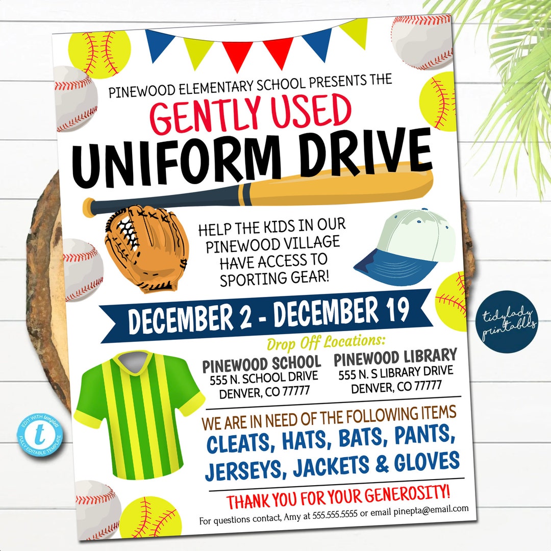 Sports Uniform Drive Flyer: Editable School Fundraiser (printable) - Etsy