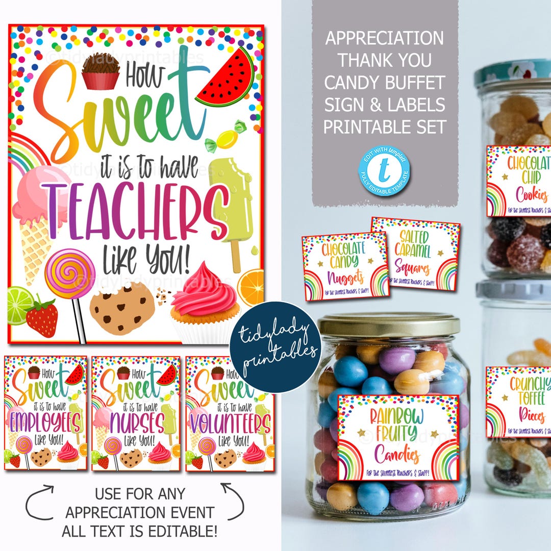 Candy Buffet Teacher Appreciation Week Templates, Thank You Sign, Food ...