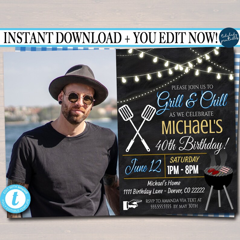 EDITABLE Grill and Chill Invitation Company Family Picnic BBQ | Etsy