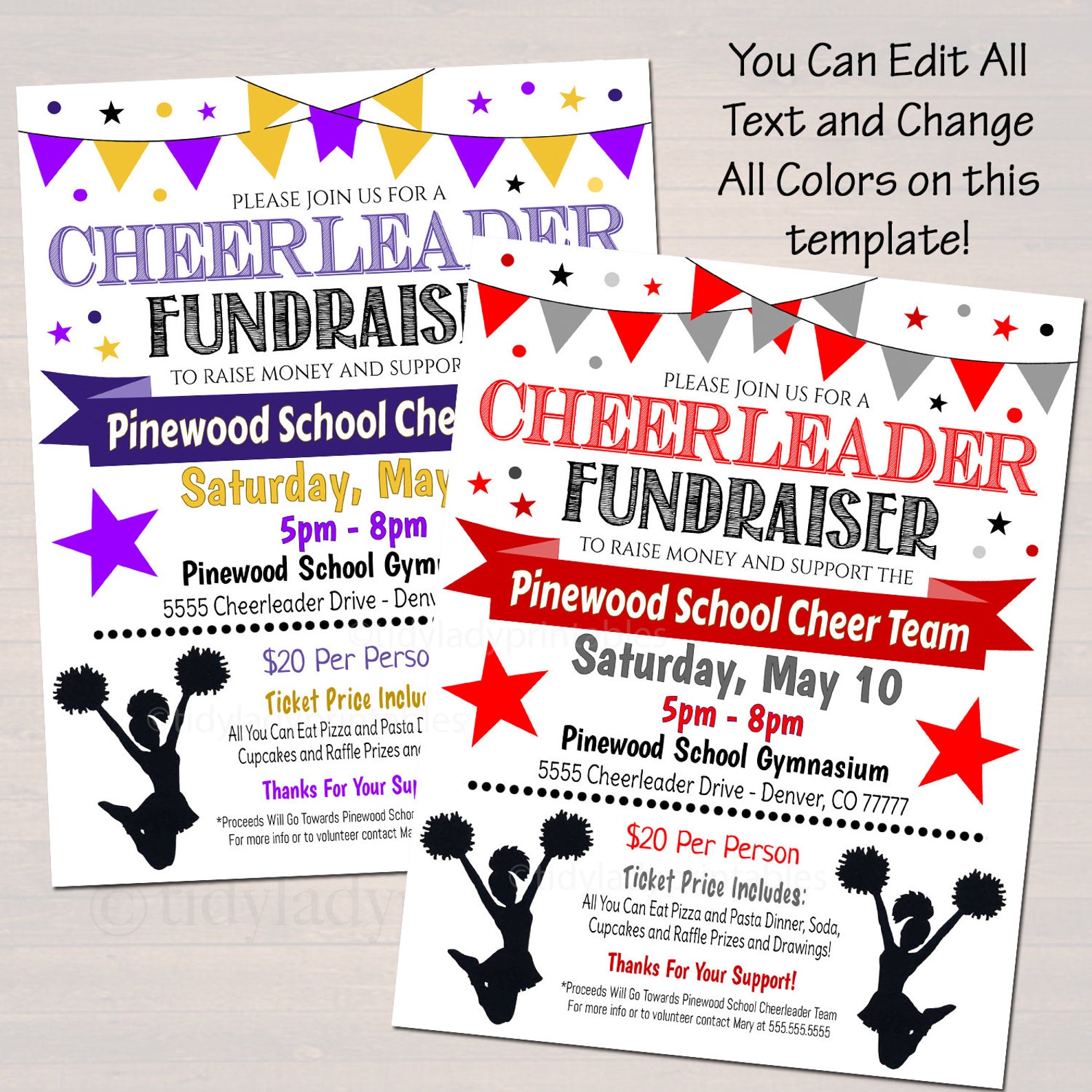 EDITABLE Cheerleader Fundraiser Flyer Printable PTA PTO - Etsy