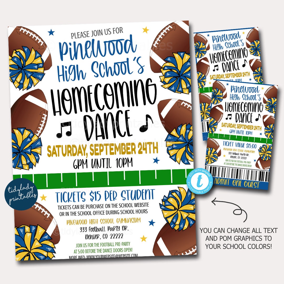 Editable Homecoming Dance Ticket & Flyer Template (digital Download) - Etsy
