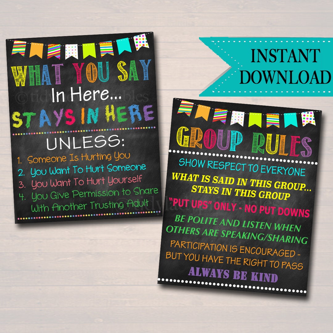 Counseling Office Poster Set: Confidentiality & Group Rules (digital ...