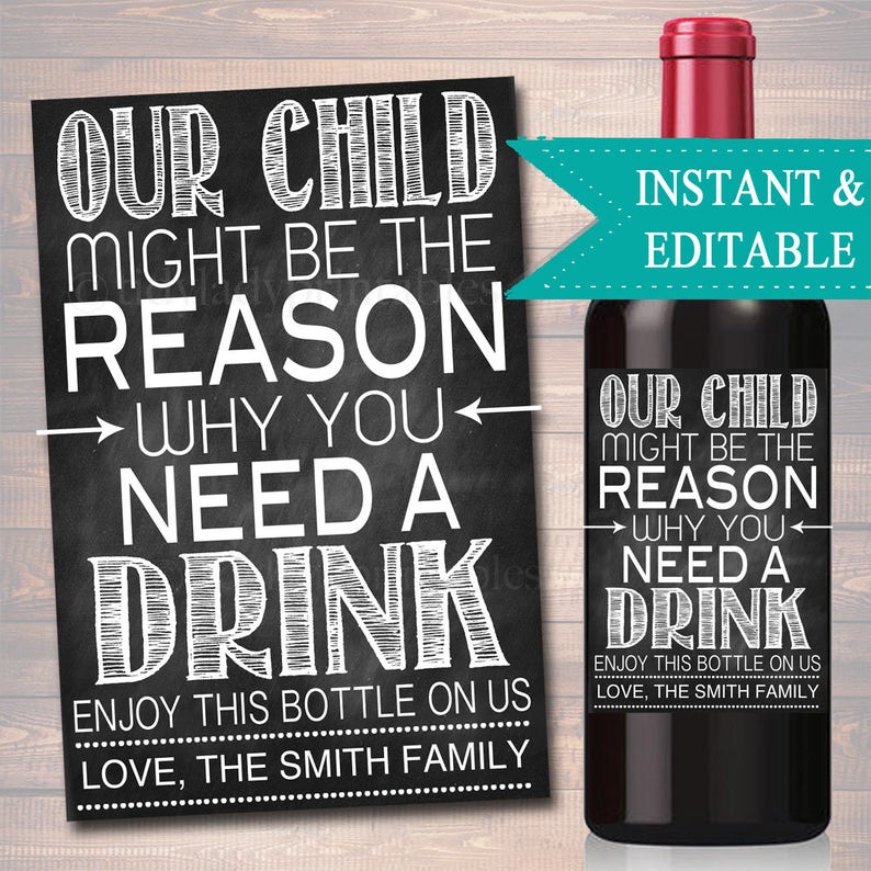 Funny Teacher Wine Label: Our Child is Why You Drink (editable PDF) - Etsy