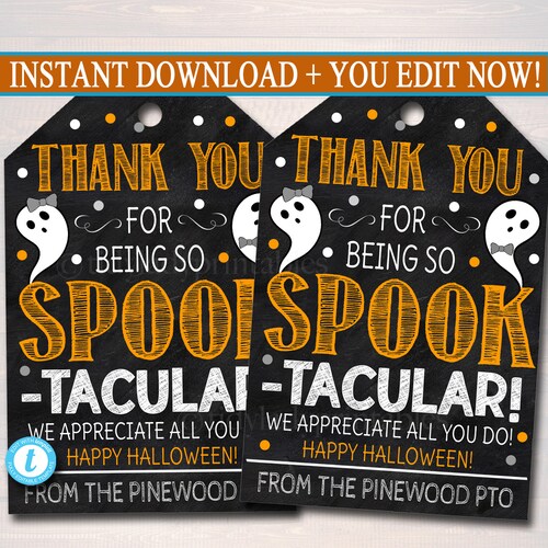 Halloween Gift Tags Fall Appreciation Favor Tags Thanks for - Etsy