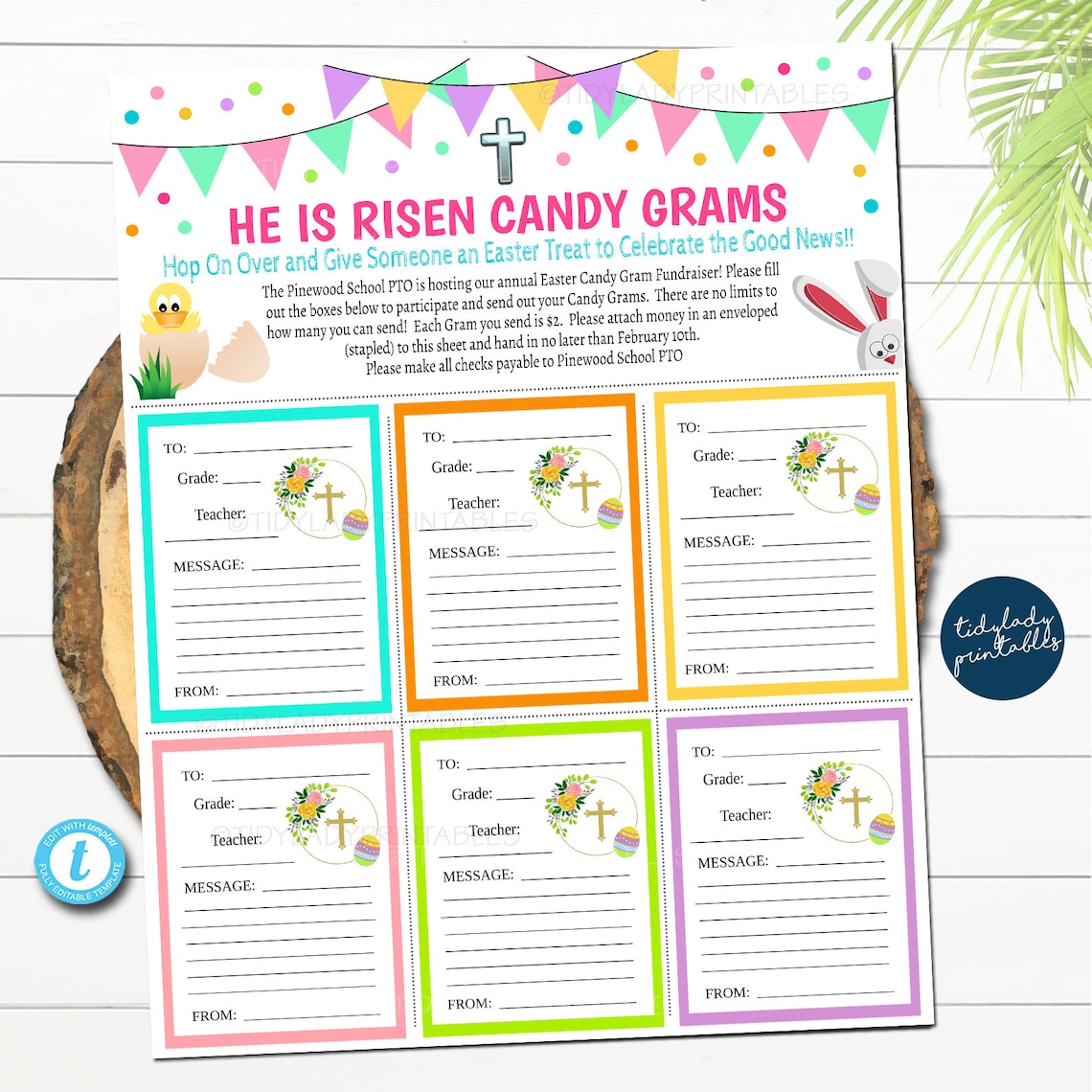 Religious Easter Candy Gram Flyer: School Fundraiser (editable Template ...