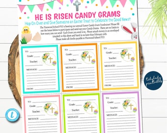 Editable Easter Bunny Candy Gram Flyer PTO / PTA School - Etsy